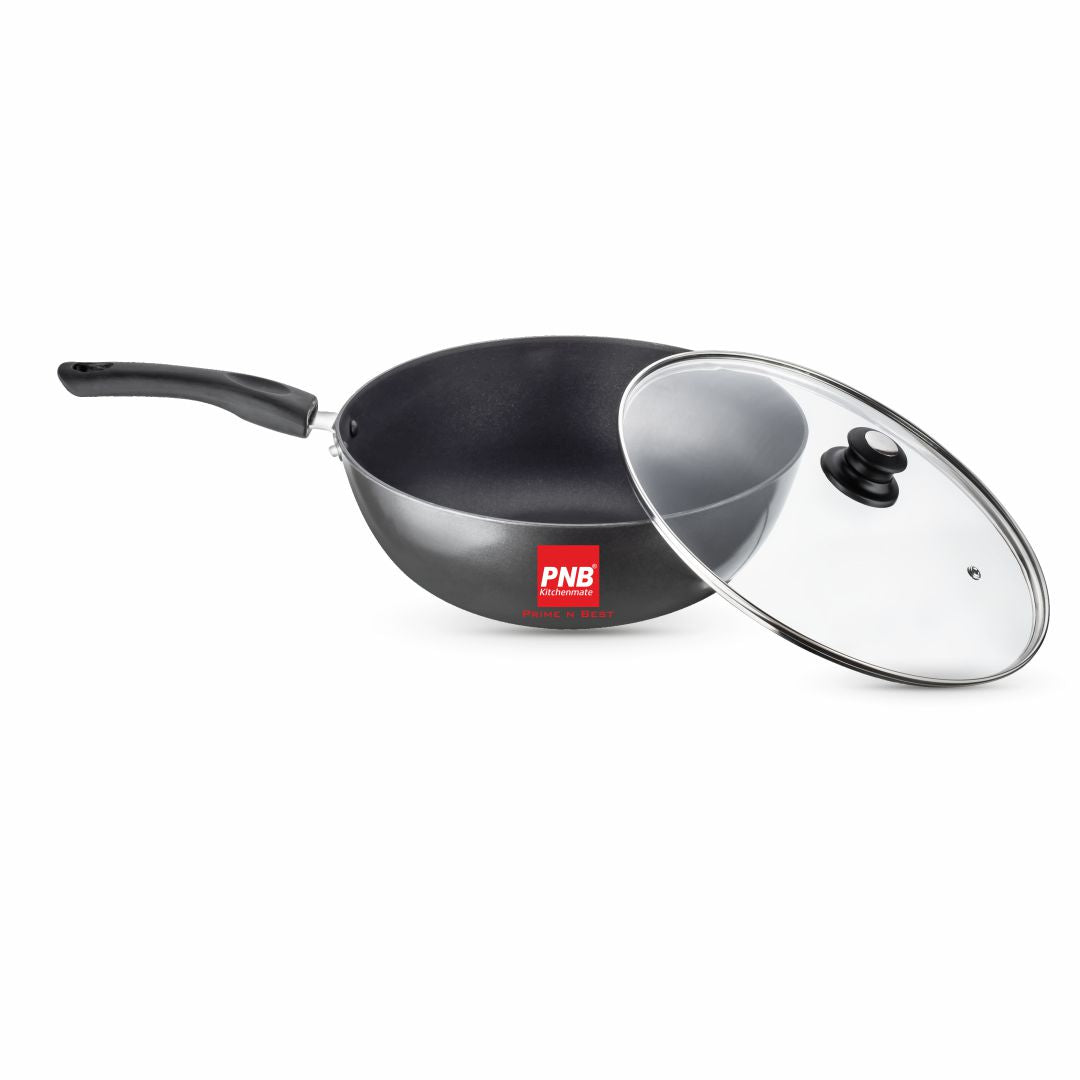 Wok Karahi with Glass Lid - Merino Non-Stick Cookware